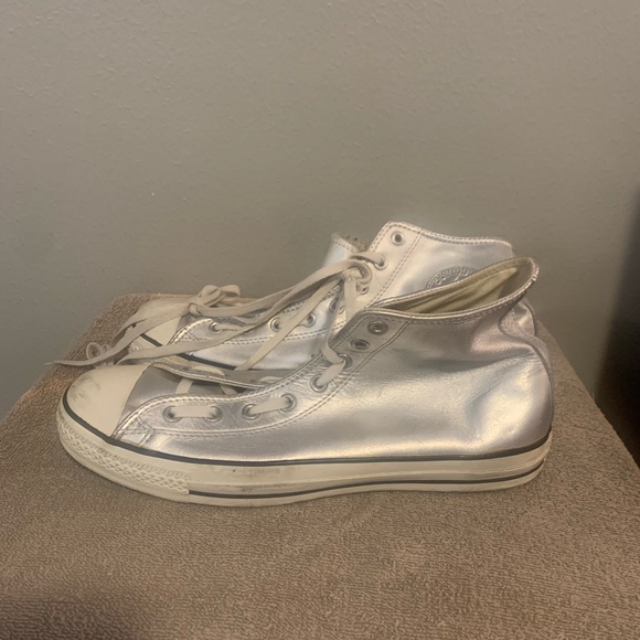 Converse | Shoes | Mens Silver Hightop Sneakers | Poshmark